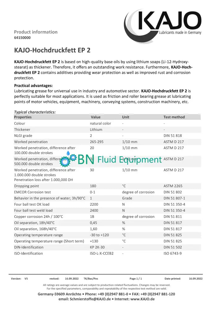 Kajo EP2 500g Brown Grease (Box Qty 20) – BN Fluid Equipment